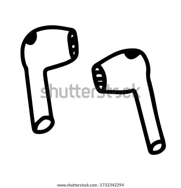 Single Hand Drawn Bluetooth Headphones Doodle Stock Vector (Royalty ...