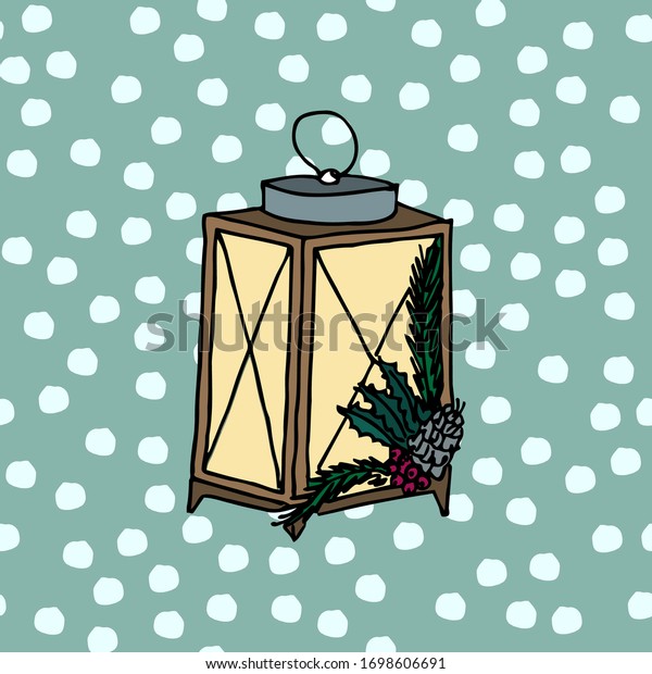 Single Hand Drawn Christmas Lantern Doodle Stock Vector (Royalty Free ...