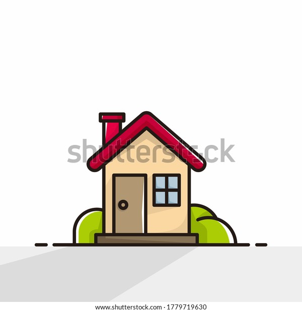 Single House Simple Cartoon Illustration Design Stock Vector (Royalty ...