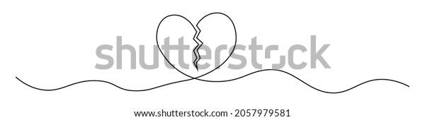 Single Line Art Broken Heart Sign Stock Vector (Royalty Free ...