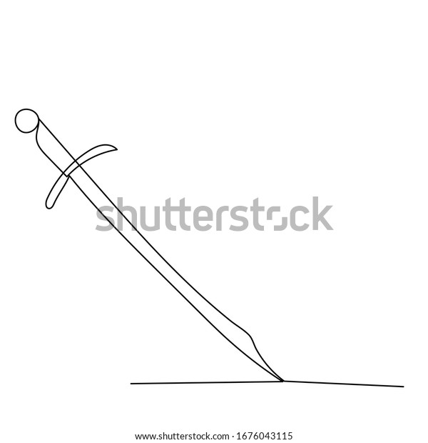 Single Line Drawing Continuous Sword: เวกเตอร์สต็อก (ปลอดค่าลิขสิทธิ์ ...