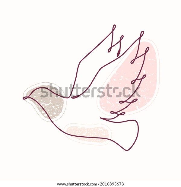 Single Line Drawing Dove Textured Color Stock Vector (Royalty Free ...