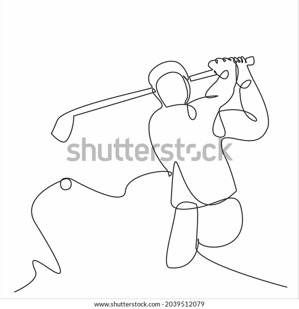 Single Line Drawing Sporty Young Golfer Stock Vector (Royalty Free ...