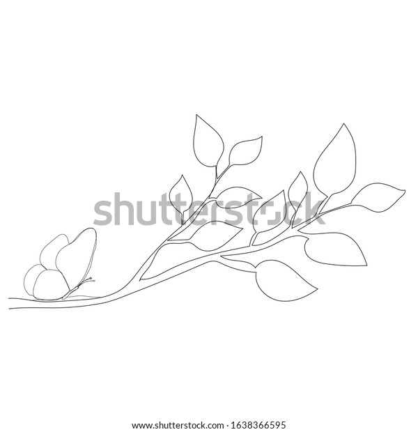 Single Line Drawing Tree Branch Stock Vector (Royalty Free) 1638366595 ...