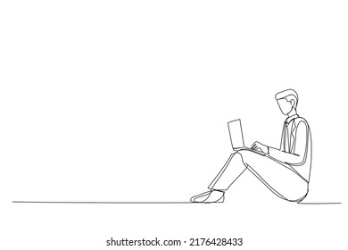 Single Line Drawing Young Man Sitting Stock Vector (Royalty Free ...