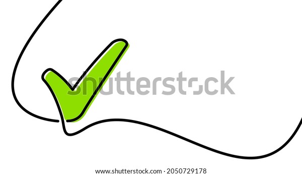 Single Line Green Check Mark Drawing: เวกเตอร์สต็อก (ปลอดค่าลิขสิทธิ์ ...
