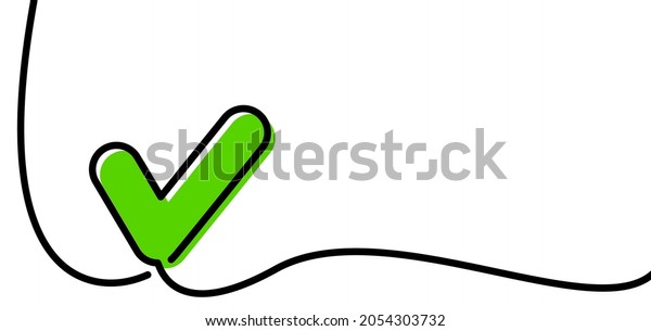 Single Line Green Check Mark Drawing Stock Vector (Royalty Free ...