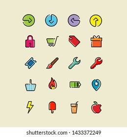 Single Line Icons Set Some Color Stock Vector (Royalty Free) 1433372249 ...