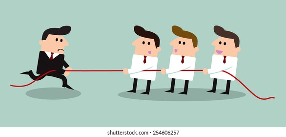 Single Man Fighting Against Group Illustrations Stock Vector (Royalty ...