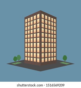 Single Residential Building Cartoon Style Vector Stock Vector (Royalty ...