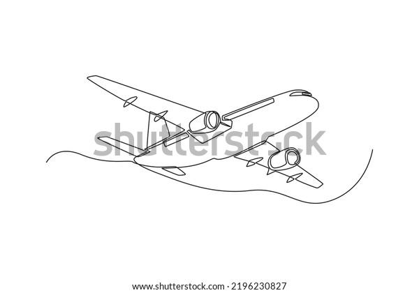 Single One Line Drawing Airplane Vehicle Stock Vector (Royalty Free ...