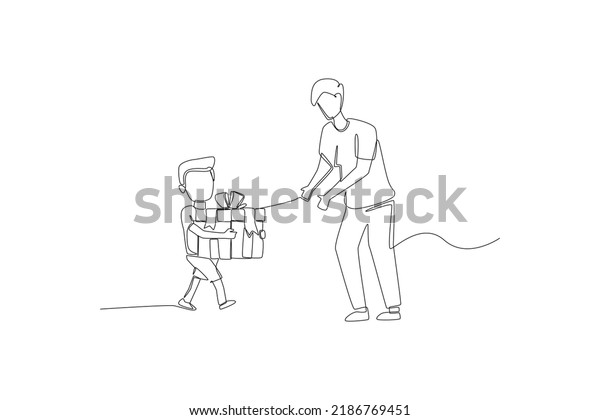 Single One Line Drawing Boy Kid: เวกเตอร์สต็อก (ปลอดค่าลิขสิทธิ์ ...