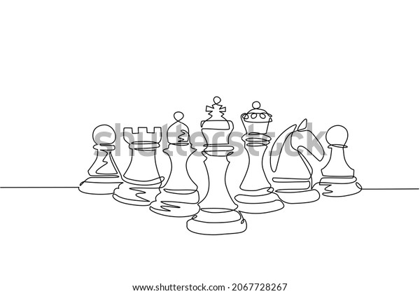 Single One Line Drawing Chess Pieces Stock Vector (Royalty Free ...