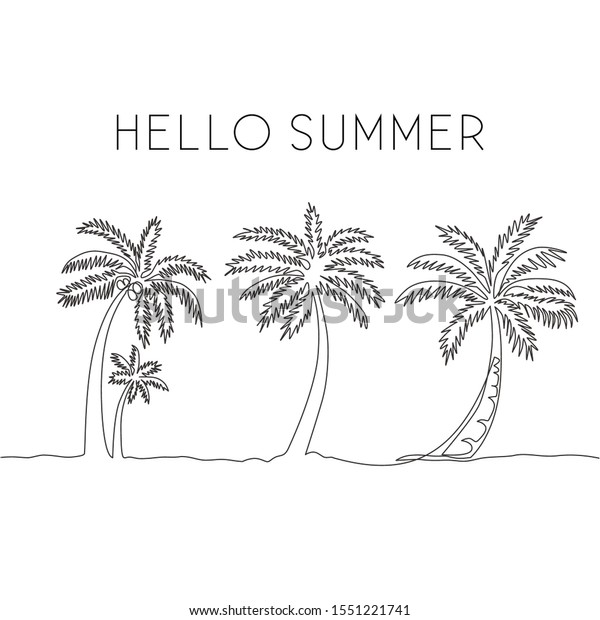 Single One Line Drawing Coconut Tree Stock Vector (Royalty Free ...