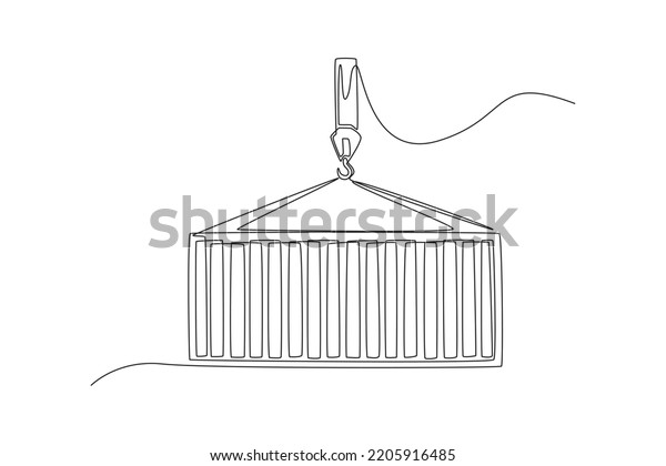Single One Line Drawing Crane Lift Stock Vector (Royalty Free ...