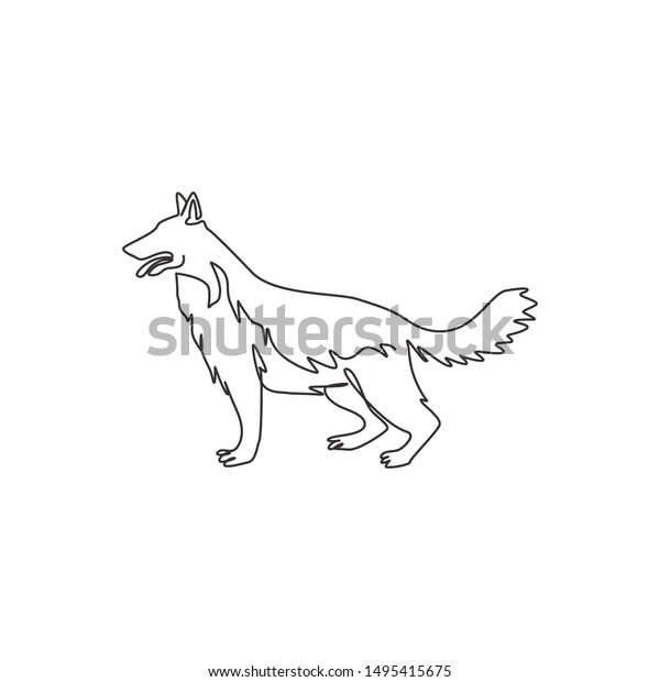 Single One Line Drawing Dashing German Stock Vector (Royalty Free ...