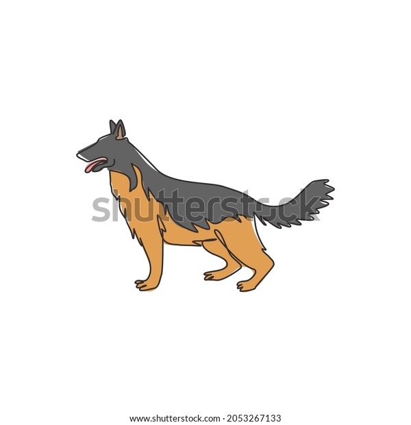 Single One Line Drawing Dashing German Stock Vector (Royalty Free ...