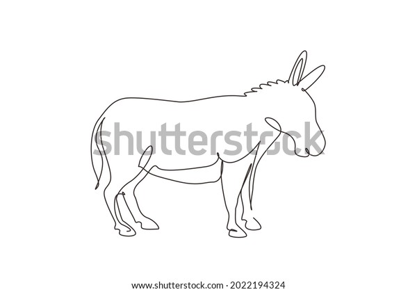 Single One Line Drawing Donkey Cute Stock Vector (Royalty Free ...