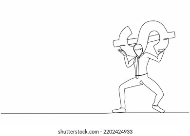 Single One Line Drawing Exhausted Businessman Stock Vector (Royalty ...