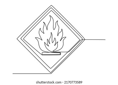 Single One Line Drawing Flammable Material Stock Vector (Royalty Free ...