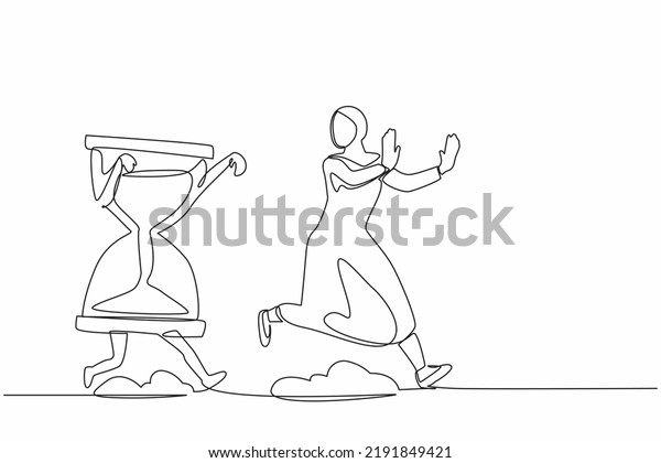 Single One Line Drawing Fright Arab Stock Vector (Royalty Free ...