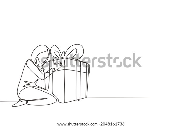 Single One Line Drawing Joyful Caucasian Stock Vector (Royalty Free ...