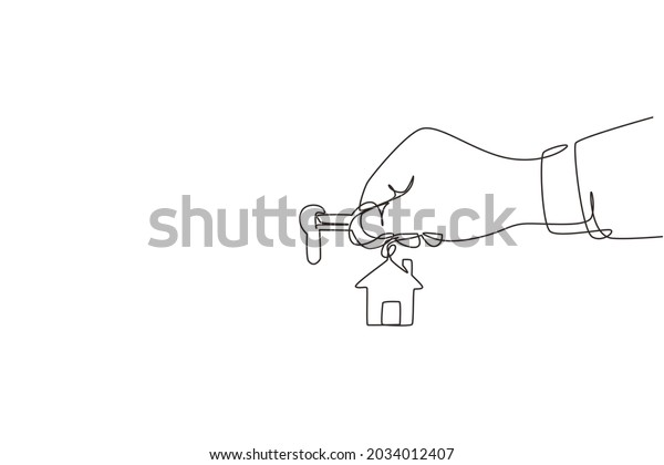 Single One Line Drawing Landlord Unlocks: เวกเตอร์สต็อก (ปลอดค่า ...