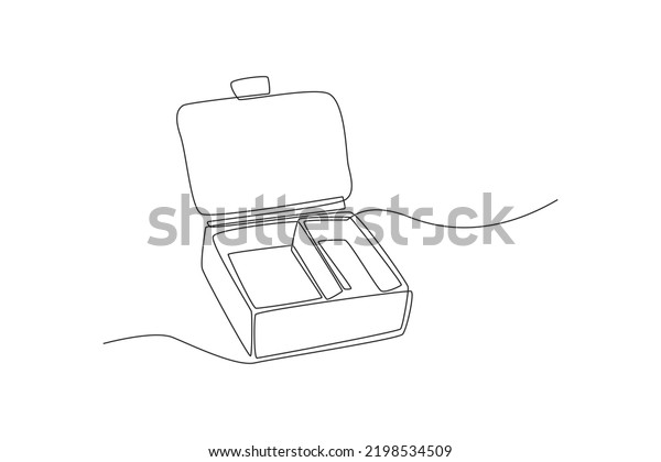 Single One Line Drawing Paper Box Stock Vector (Royalty Free ...