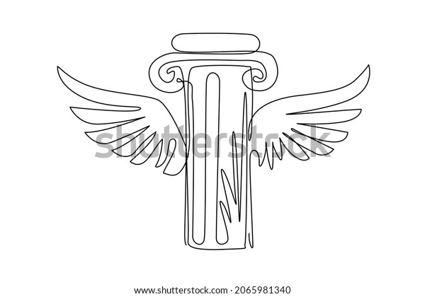 Single One Line Drawing Pillar Wing Stock Vector (Royalty Free ...