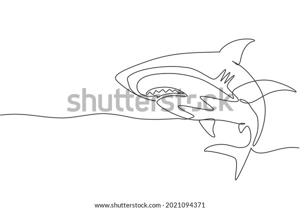 Single One Line Drawing Sharks Fish: เวกเตอร์สต็อก (ปลอดค่าลิขสิทธิ์ ...