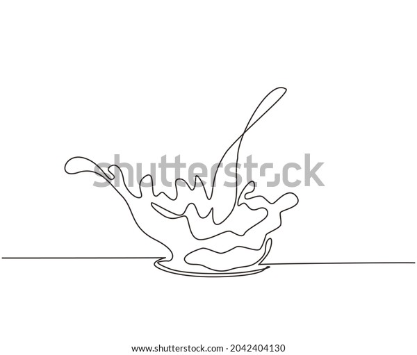 Single One Line Drawing Water Splash Stock Vector (Royalty Free ...