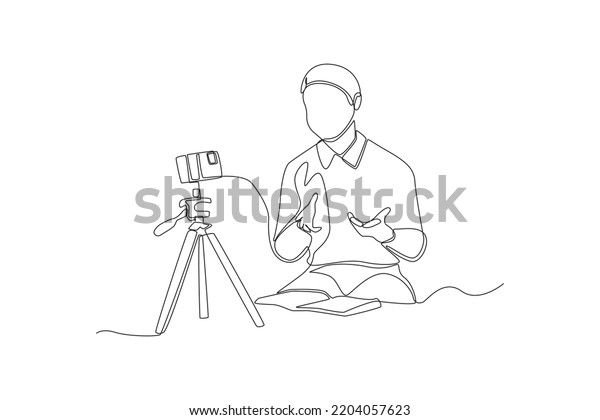 Single One Line Drawing Young Boy Stock Vector (Royalty Free ...