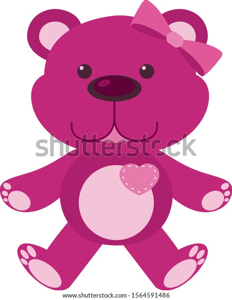 Single Picture Pink Teddy Bear Illustration Stock Vector (Royalty Free ...