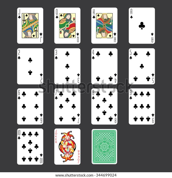Single Playing Cards Vector Clubs Stock Vector (Royalty Free) 344699024 ...