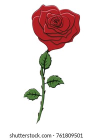 Single Rose Illustration Stock Vector (Royalty Free) 761809501 ...