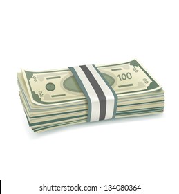 Single Stack Money Isolated On White Stock Vector (Royalty Free ...