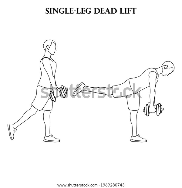 Singleleg Dead Lift Exercise Strength Workout Stock Vector (Royalty ...
