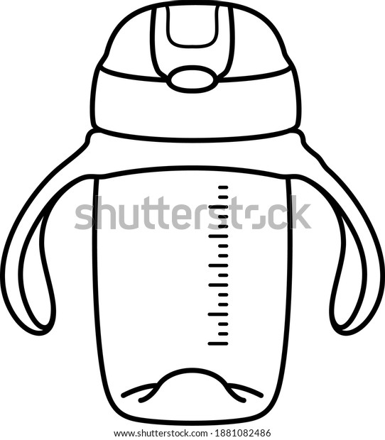 Sippy Cup Baby Vector Outline Illustration Stock Vector (Royalty Free ...