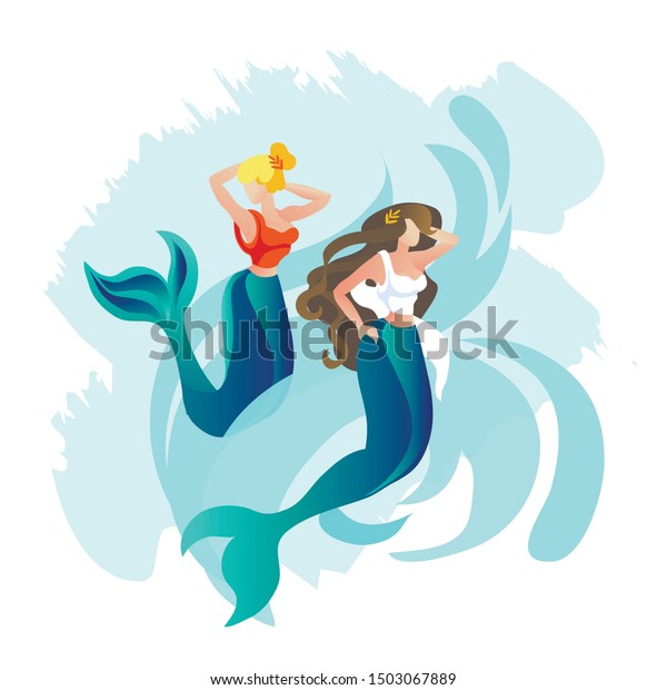 Sirens Mermaids Daughters Olympus God Poseidon Stock Vector (Royalty ...