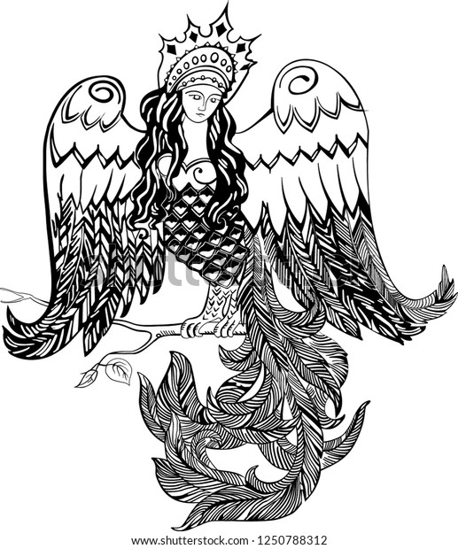 Sirin Russian Mythology Bird Vector 스톡 벡터(로열티 프리) 1250788312 | Shutterstock