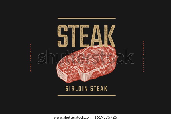 Sirloin Steak Vector Illustration Handdrawn Slice Stock Vector (Royalty ...
