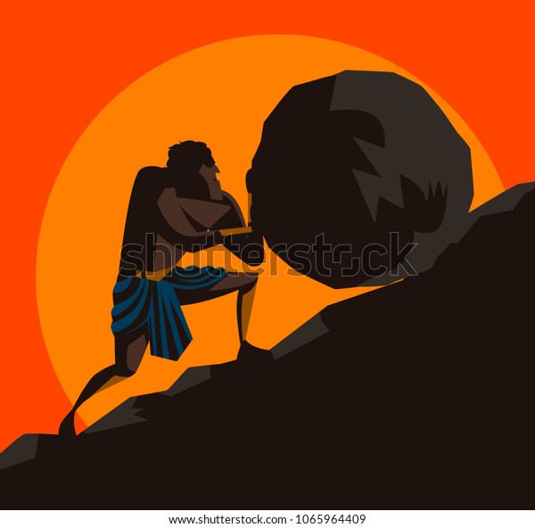 Sisyphus Greek Myth Stock Vector (Royalty Free) 1065964409 | Shutterstock