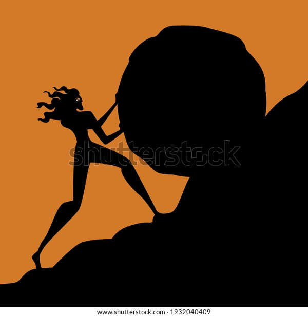 Sisyphus Greek Myth Rolling Rock Mountain Stock Vector (Royalty Free ...