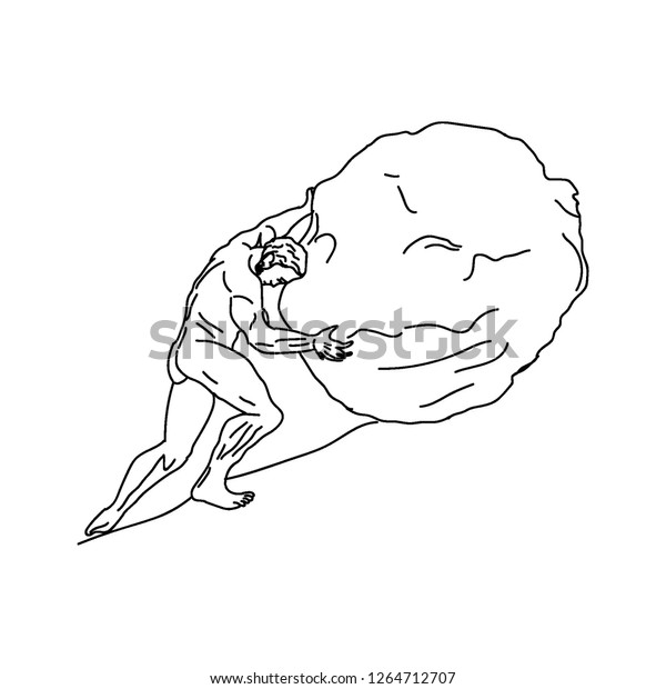 Sisyphus Labor Contour Vector Illustration: stockvector (rechtenvrij ...