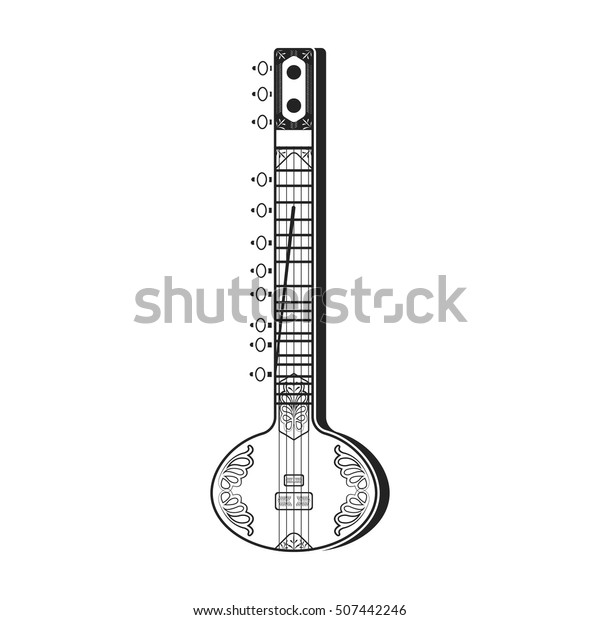 Sitar Icon Black Style Isolated On Stock Vector (Royalty Free) 507442246