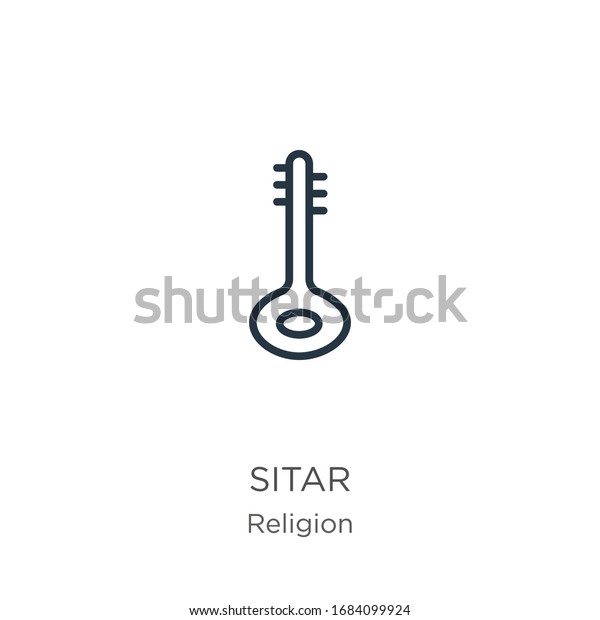 Sitar Icon Thin Linear Sitar Outline Stock Vector (Royalty Free ...