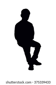 Sitting Boys Silhouette Stock Vector (Royalty Free) 375339433