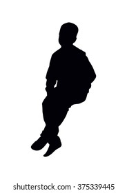 Sitting Boys Silhouette Stock Vector (Royalty Free) 375339445 ...