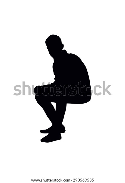 Sitting Boys Silhouette Stock Vector (Royalty Free) 290569535 ...