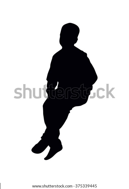 Sitting Boys Silhouette Stock Vector (Royalty Free) 375339445 ...
